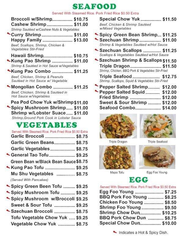 Menu at Yan Yan Chinese Cuisine restaurant, Salem