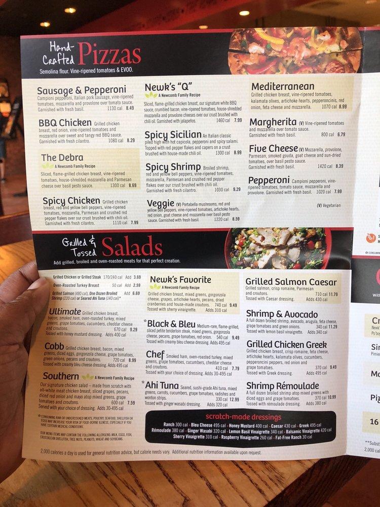 Menu at Newk's Eatery pizzeria, Summerville