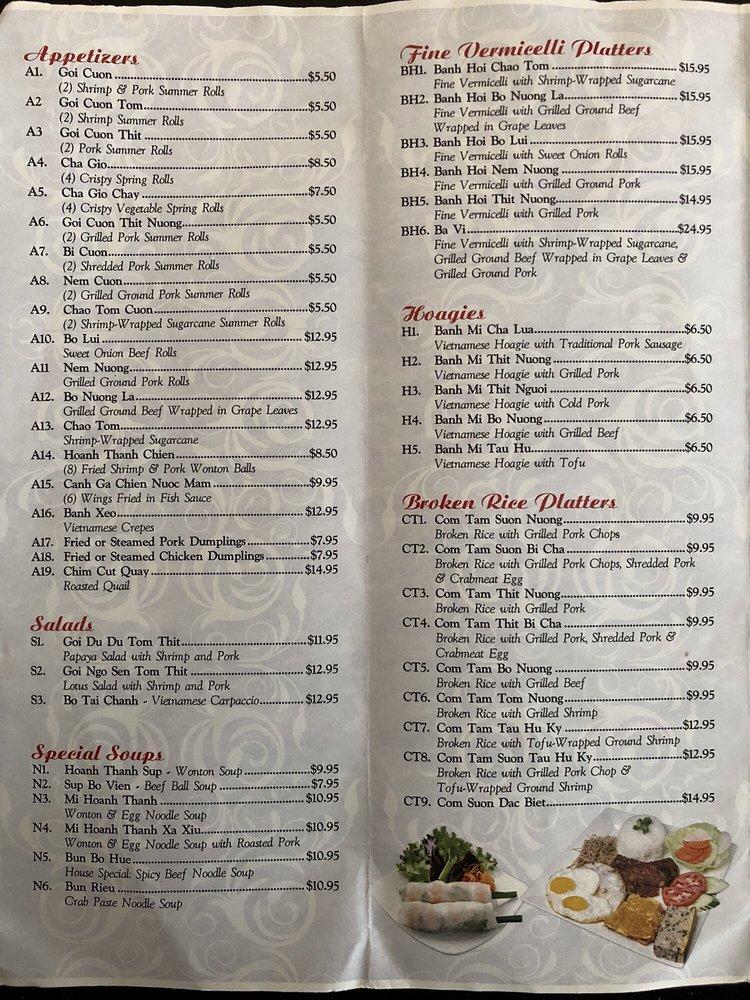 Carta de Pho Now Restaurant, Downingtown