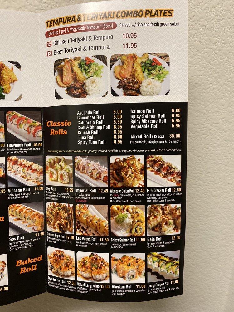 Menu at Rolling Rice restaurant, Rancho Cucamonga, Milliken Ave