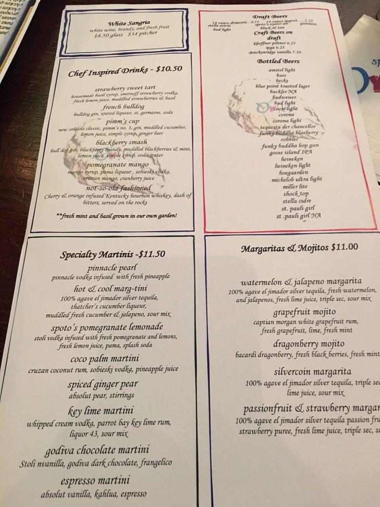 Carta del restaurante Spotos Fish & Oyster, Palm Beach Gardens