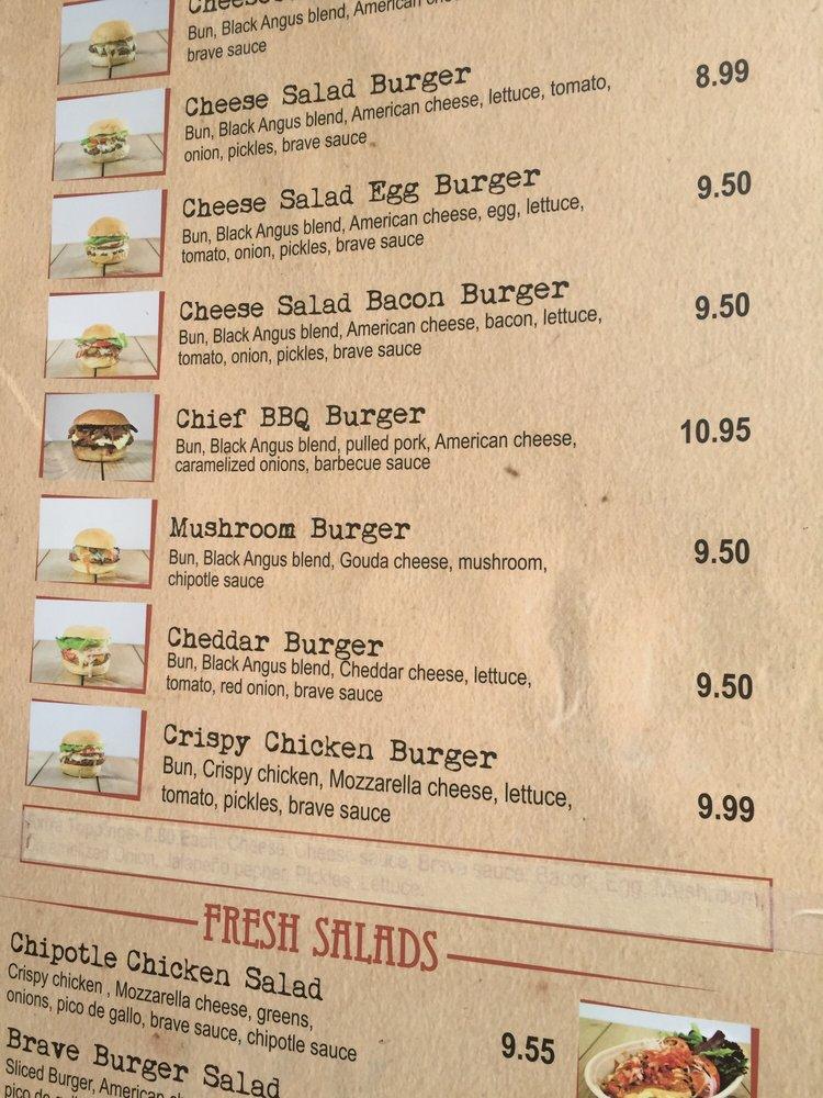 Menu at The Brave Burger restaurant, Clermont