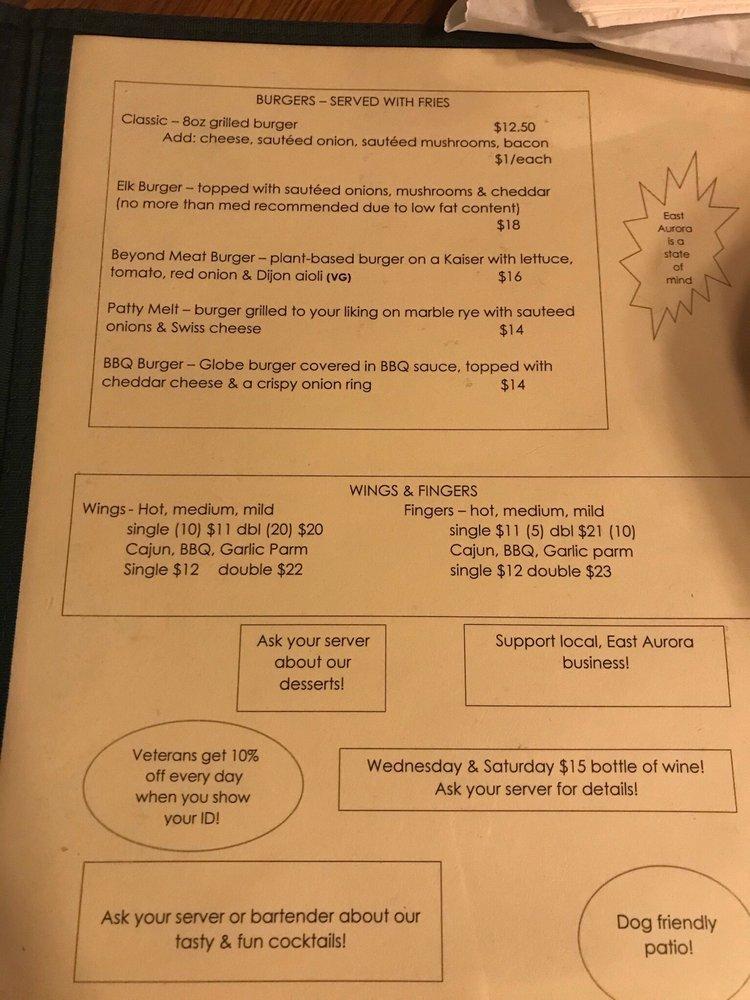 Menu at The Globe Restaurant, East Aurora