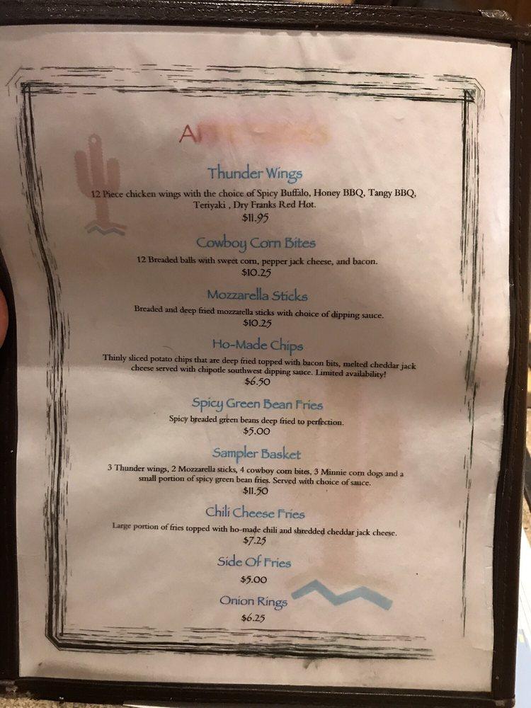 Menu at Thunderbird Restaurant, Orderville, State St