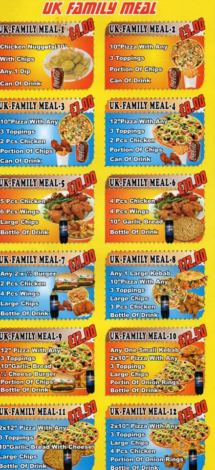 Menu at UK Chicken & Pizza pizzeria, Sutton-in-Ashfield