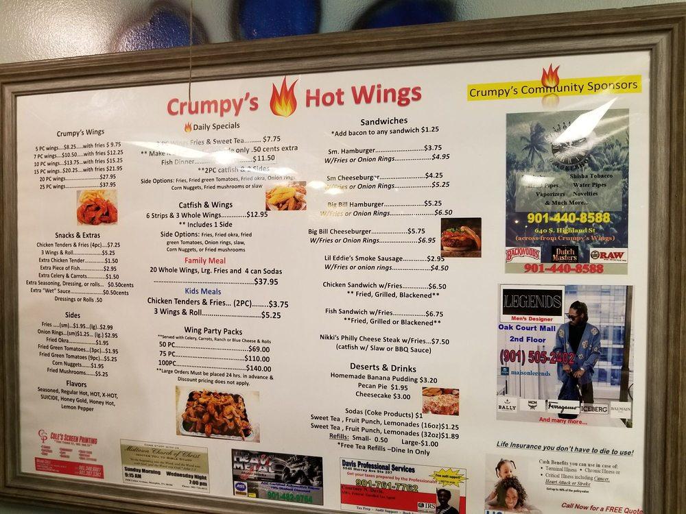 Menu at Crumpy's Hot Wings On Highland restaurant, Memphis, 671 S ...