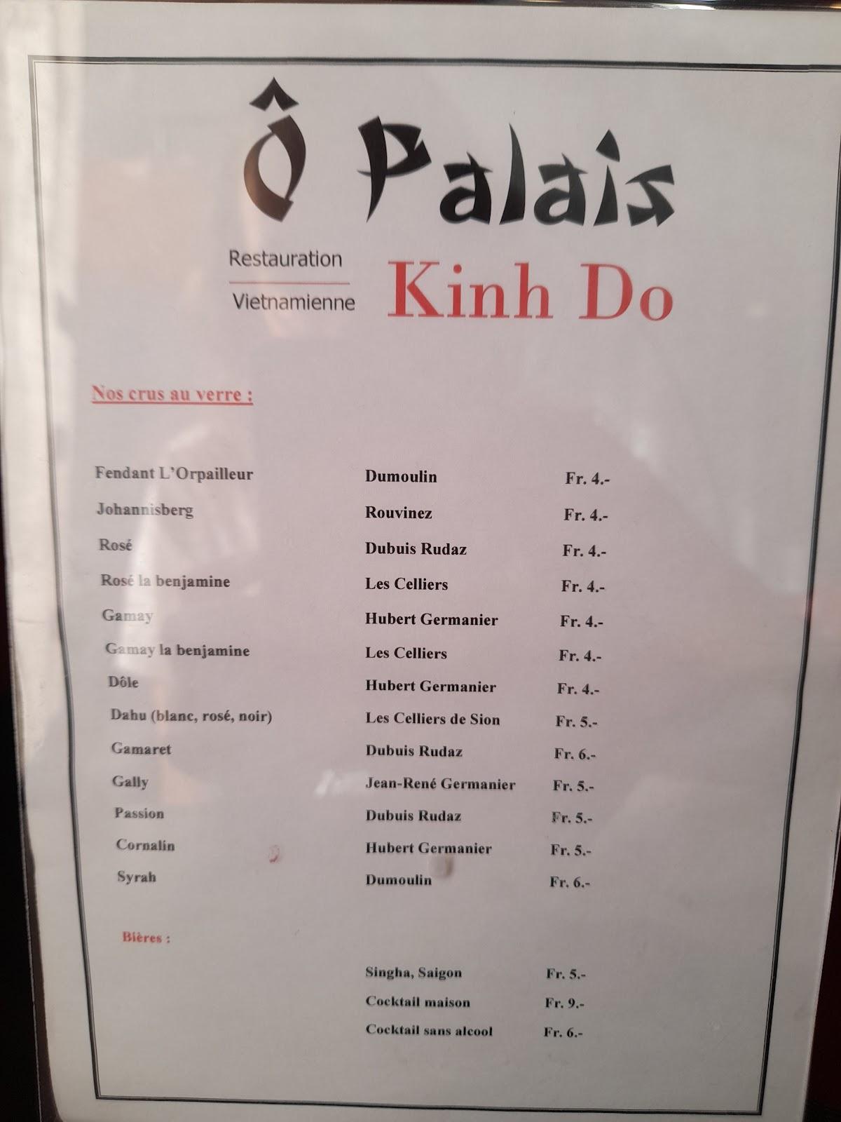 Speisekarte von Ô Palais Kinh Do, Sitten