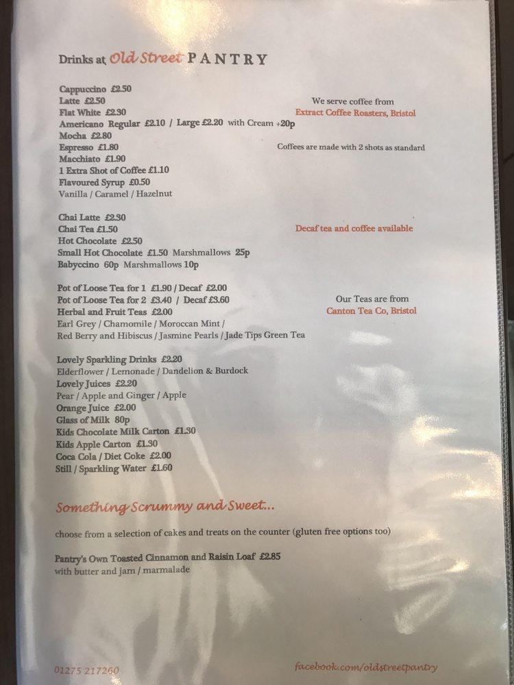Menu at Old Street Kitchen cafe, Clevedon