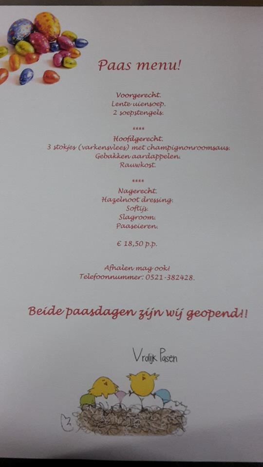 Menu at Snackpoint het Luifeltje, Wilhelminaoord