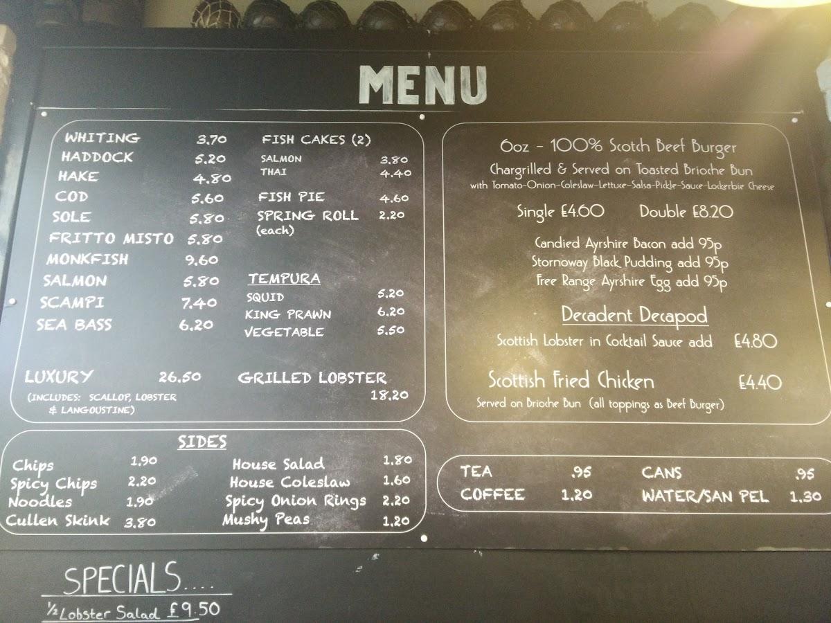 Menu at The Wee Hurrie fast food, Troon