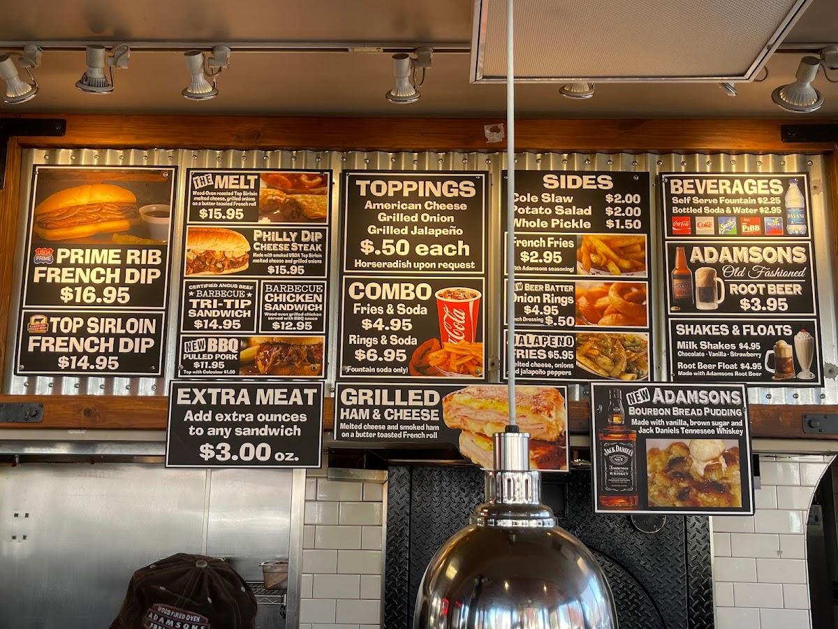 Menu at Adamson's French Dip restaurant, Sunnyvale