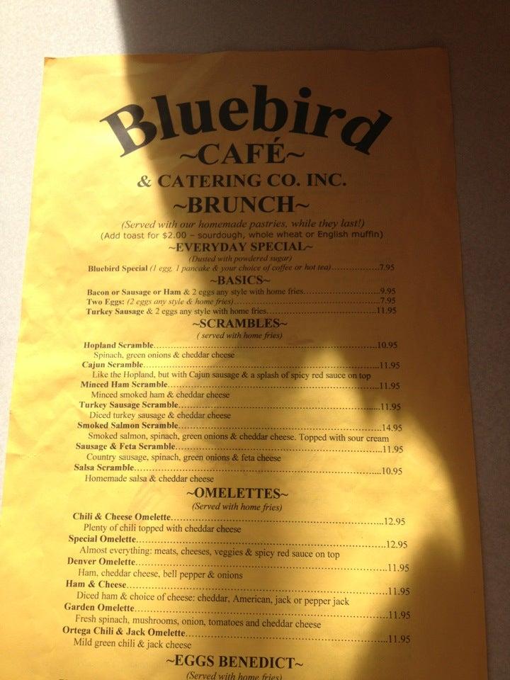 Menu at Bluebird Cafe, Hopland, US-101
