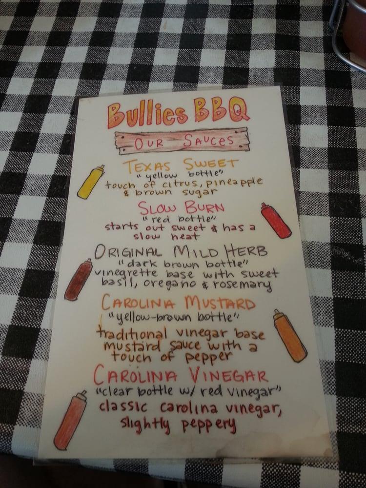 Menu at Bullies BBQ, Hilton Head Island