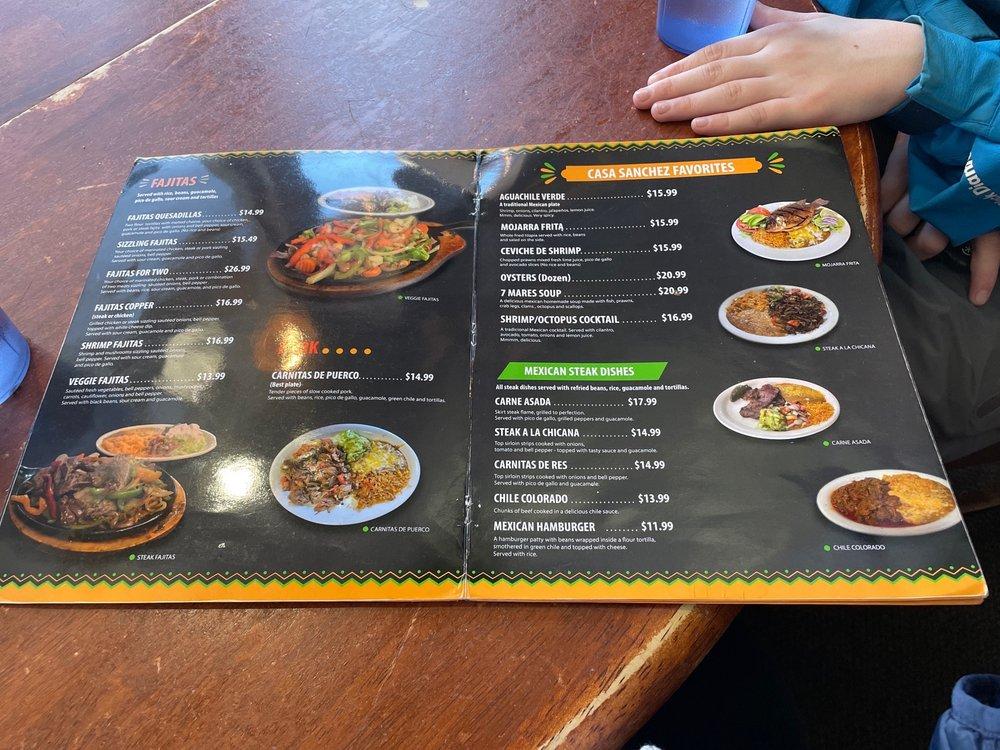 Menu at Casa Sanchez 2 restaurant, Leadville