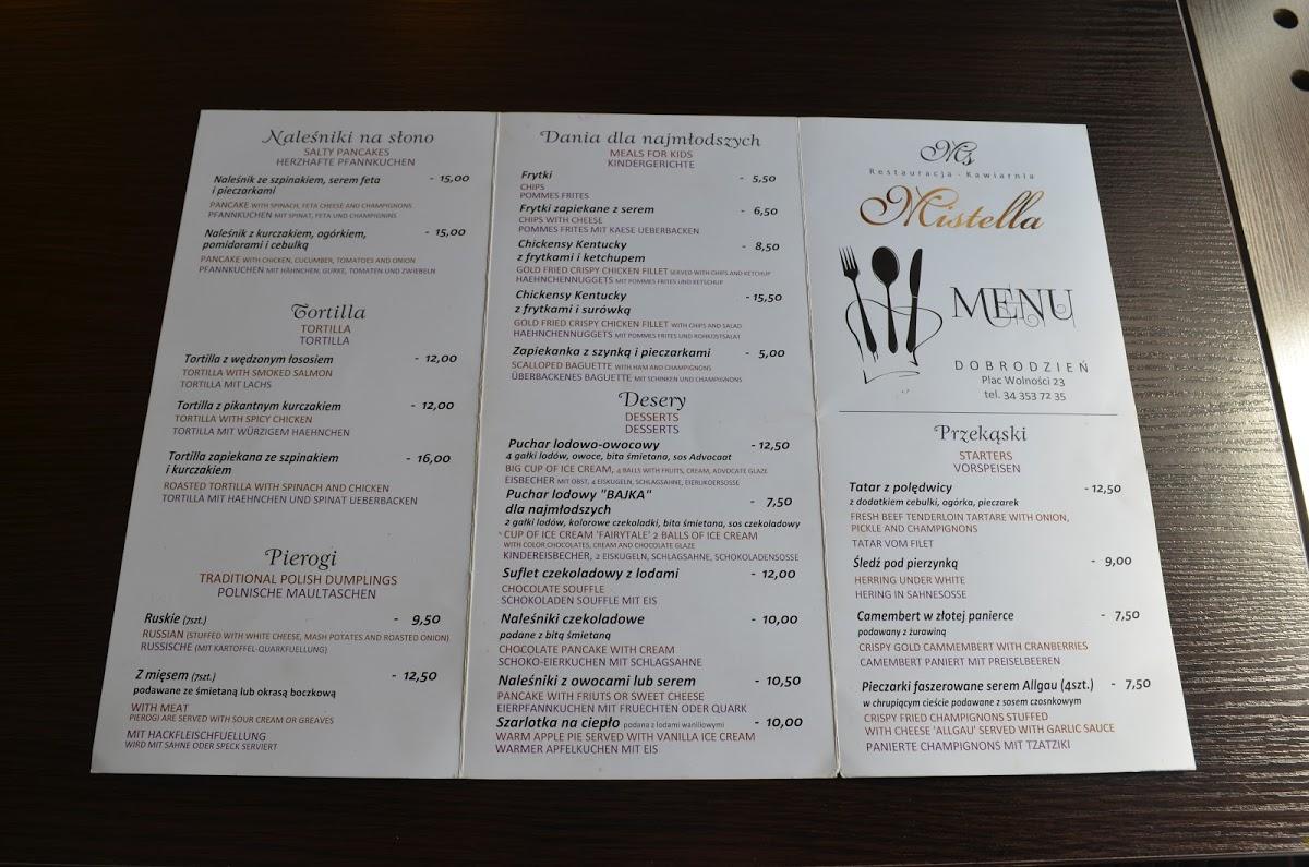 Menu at Restauracja Mistella w Dobrodzieniu restaurant, Dobrodzień