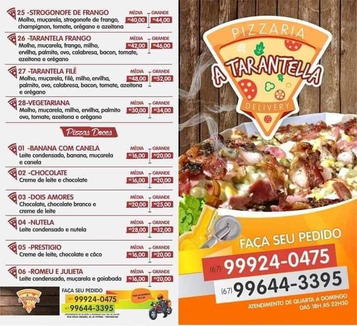 Menu em Tarantella pizzaria, Brasil, Chacara Cristina 1 Cs