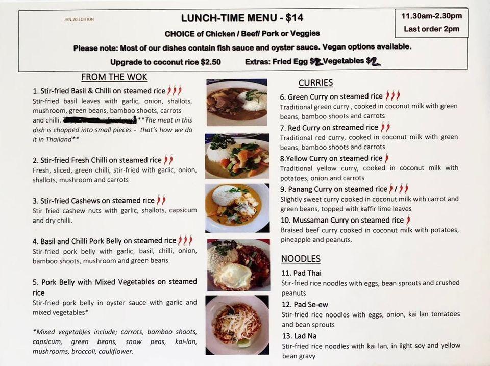 Menu at Thai Magik restaurant, Southport