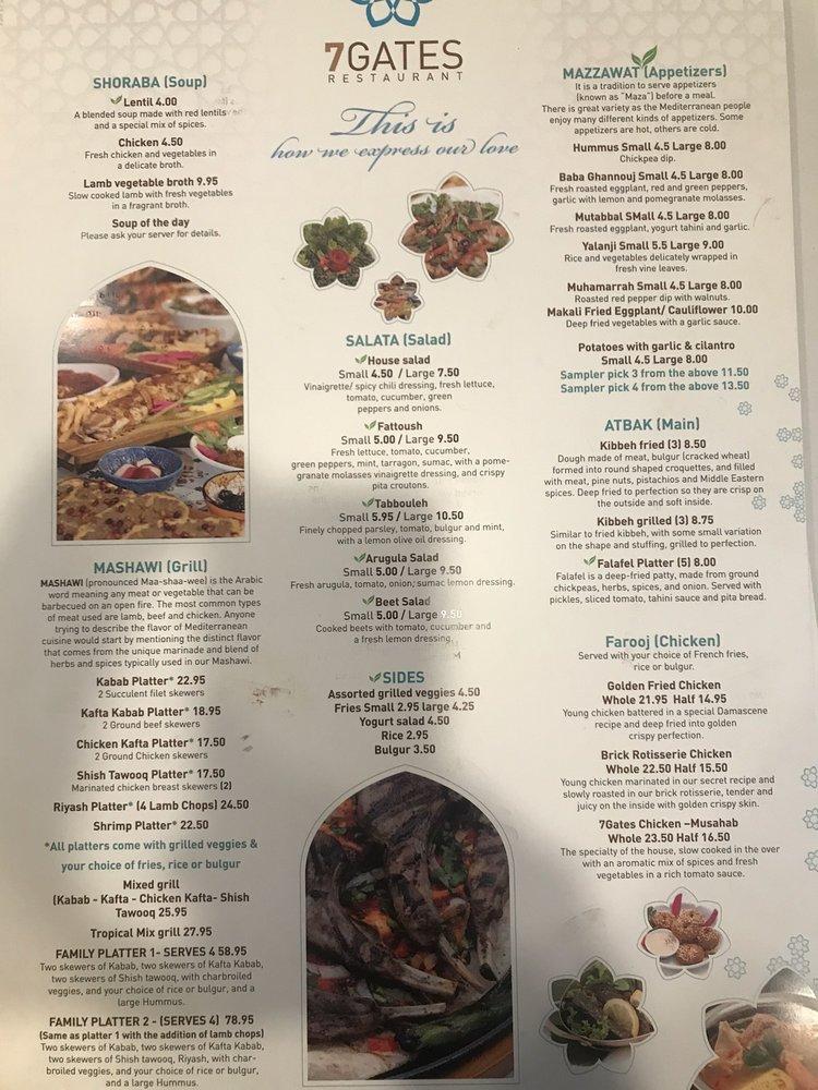 Menu at 7 Gates Restaurant, Countryside
