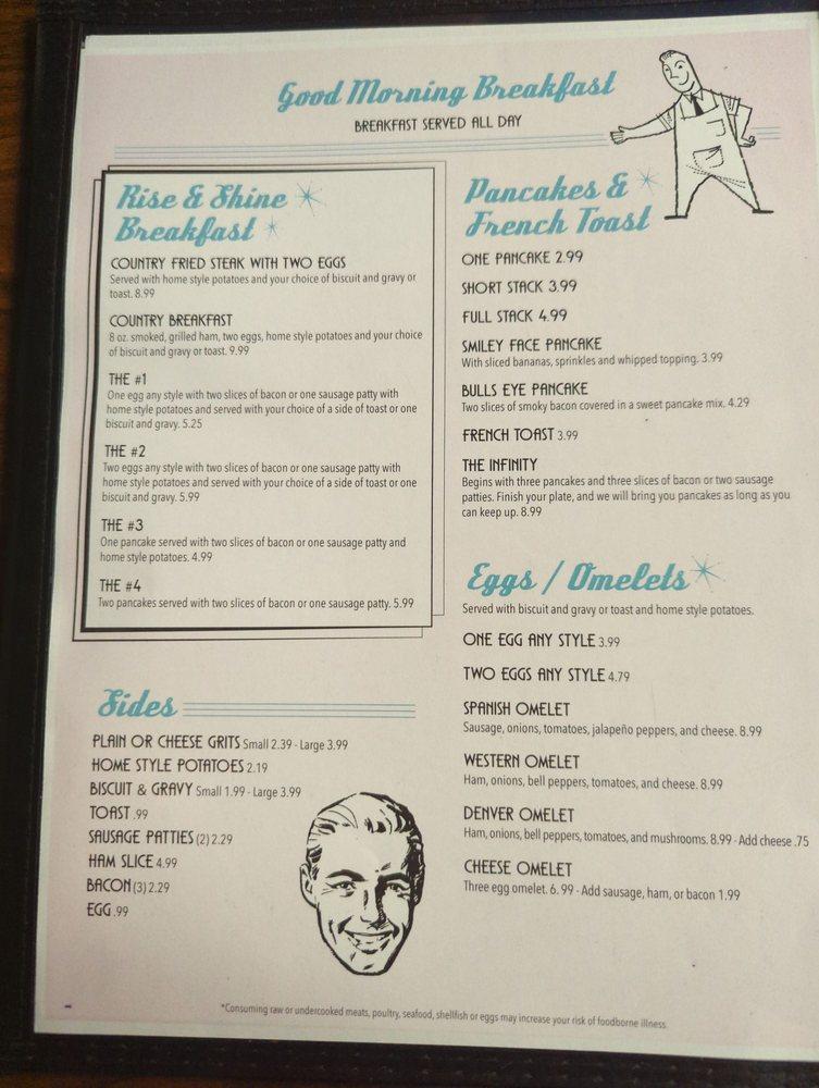 Menu at Angel's Diner steakhouse, McAlester, S George Nigh Expy