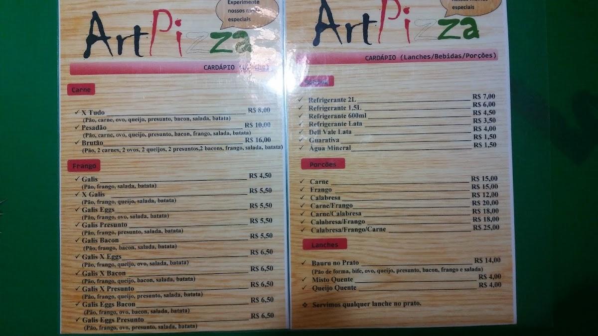 Carta del restaurante Art pizza, Morro do Coco