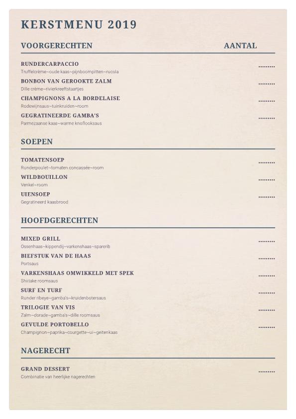 Menu at Gasterij De Smid, Lattrop-Breklenkamp