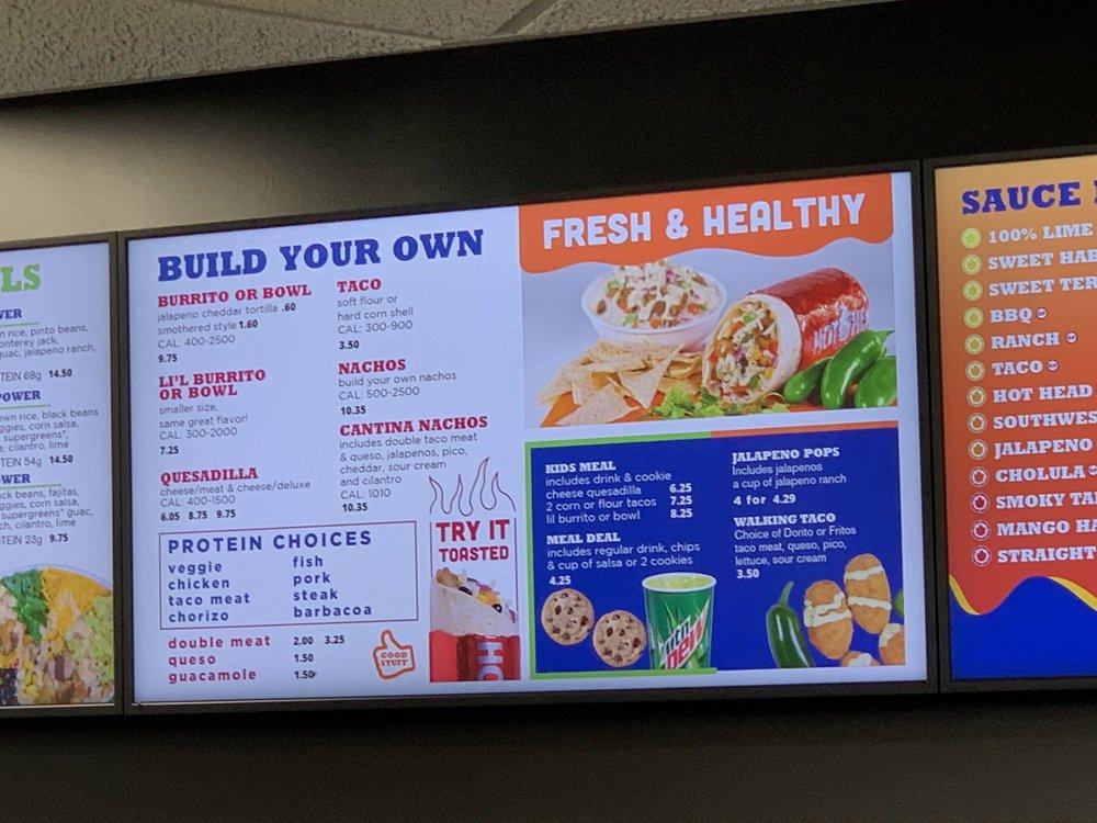 Menu at Hot Head Burritos fast food, Van Wert