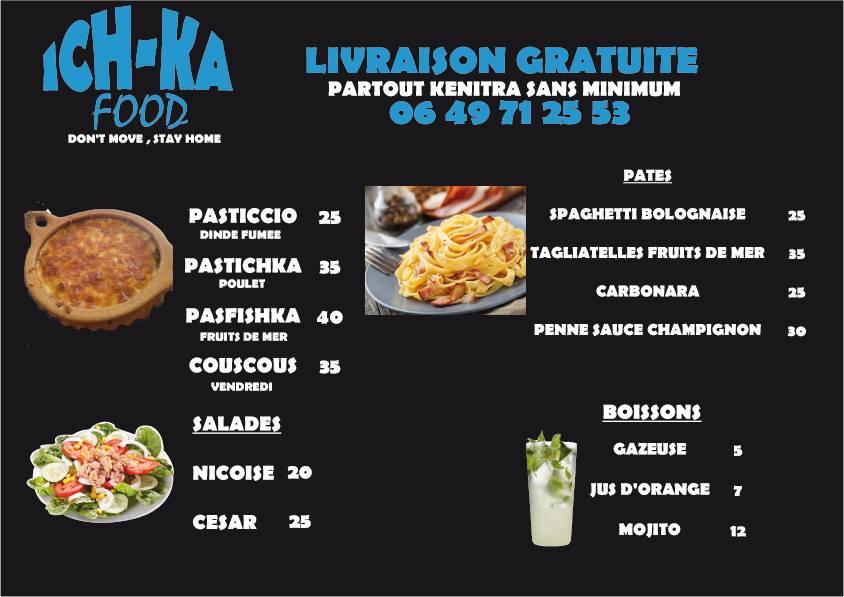 Menu at Ich-Ka Food kénitra restaurant, Morocco