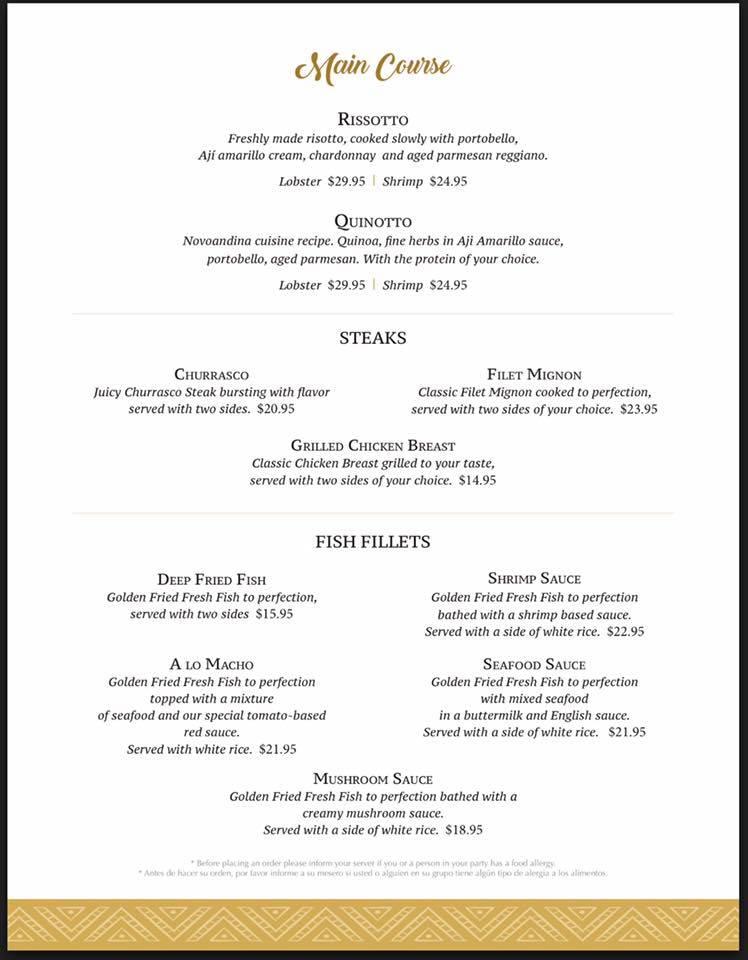 Menu at La Perla Ceviches & Rolls restaurant, Weston