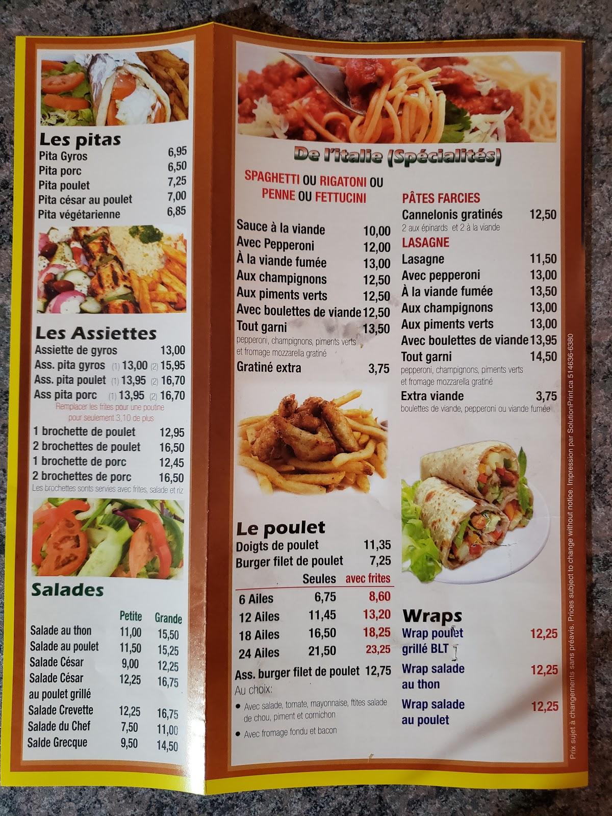 Menu at Le Palais pizzeria, Longueuil