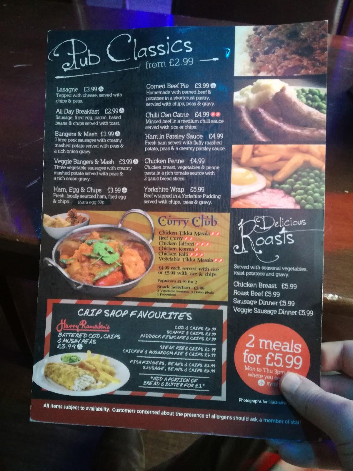 Menu at Pulse pub & bar, Cardiff