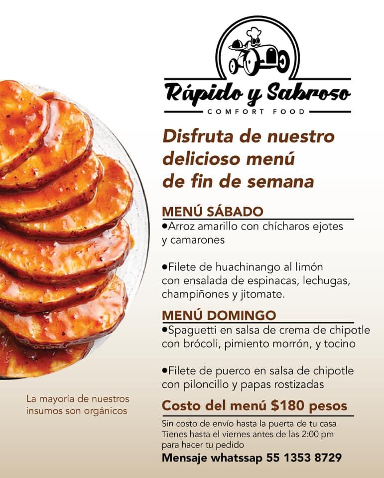 Menu at Rápido y Sabroso restaurant, Mexico City