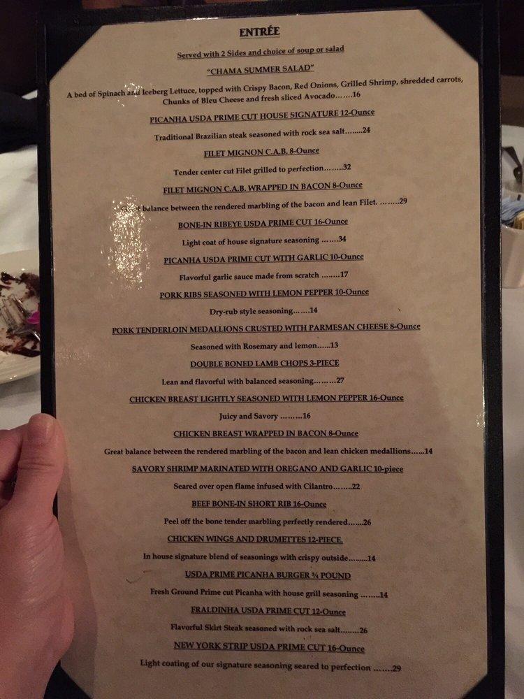 Carta de parrilla Chama Gaúcha, Houston