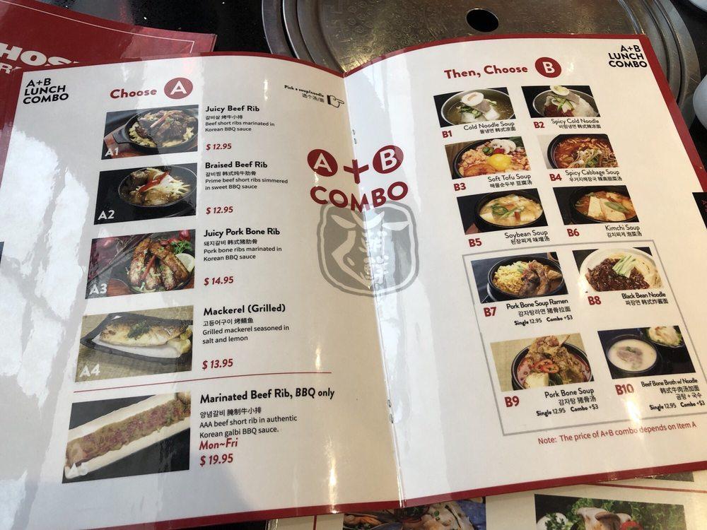 Menu at Chosun Korean BBQ, Vancouver