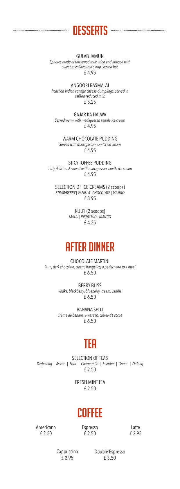 Carta de Imperial Lounge & Restaurant, Croydon