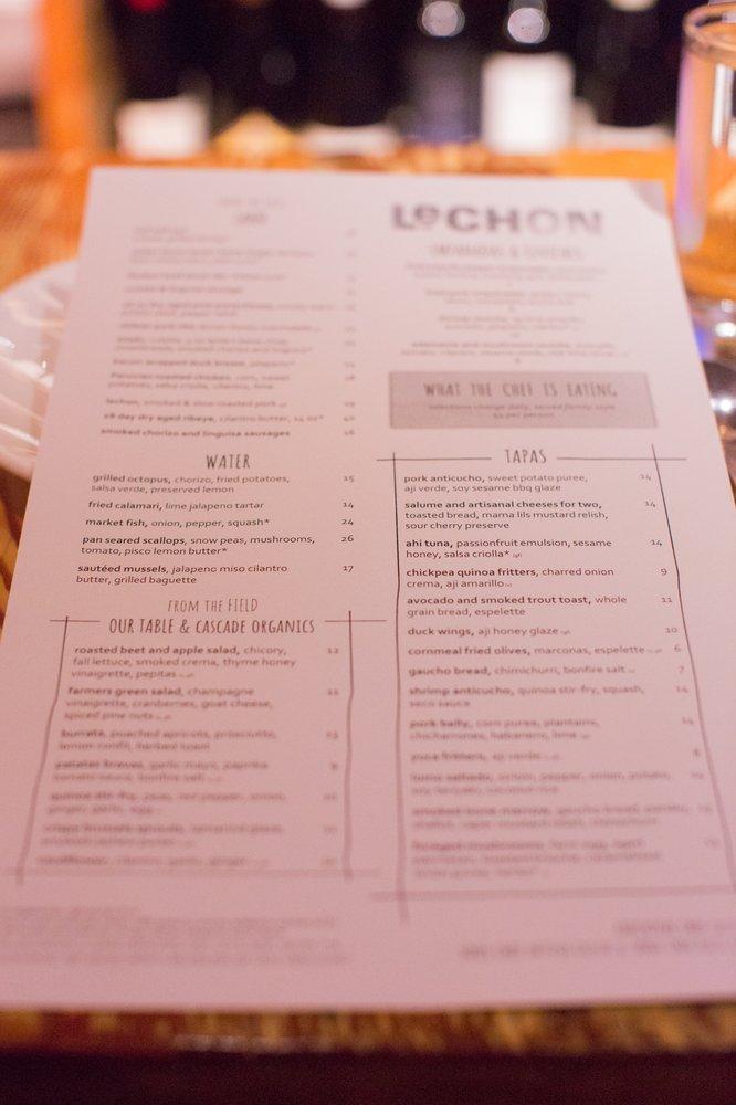 Menu at Lechon pub & bar, Portland