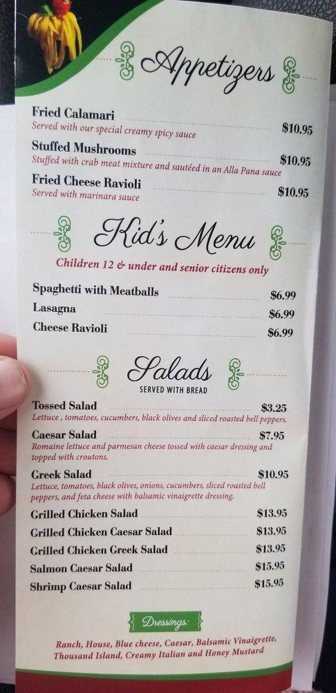 Menu at Pastafina desserts, Cave Springs, E Lowell Ave