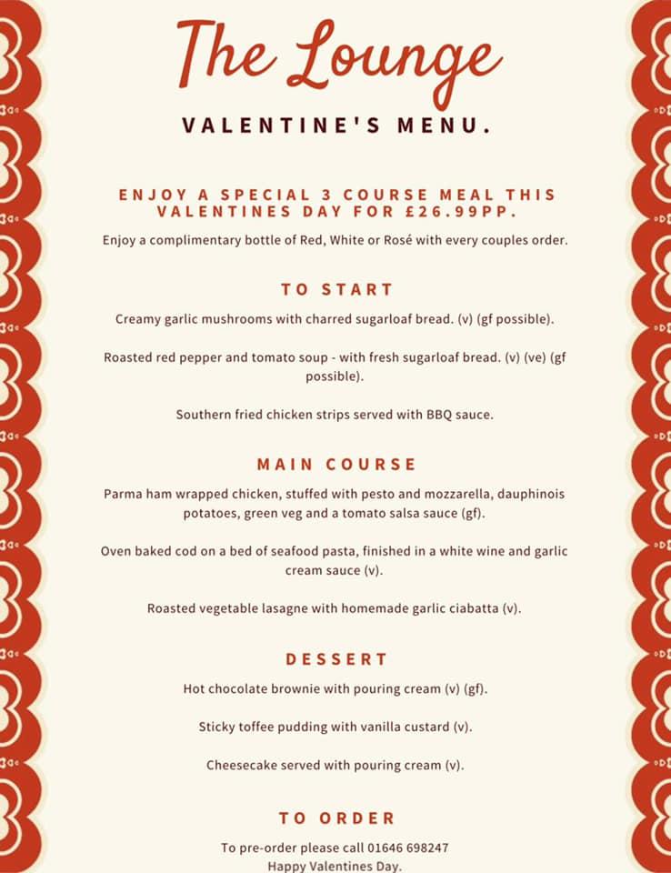 Menu at The Lounge restaurant, Milford Haven