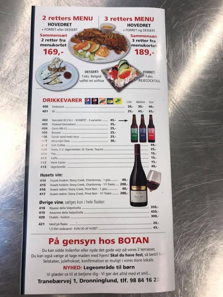 Menu at Botan Restaurant, Dronninglund