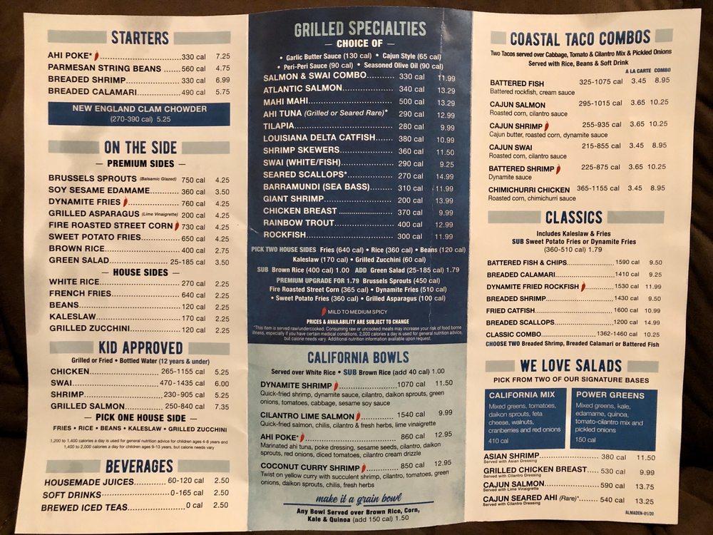 Menu at California Fish Grill restaurant, San Jose, Cherry Ave #30