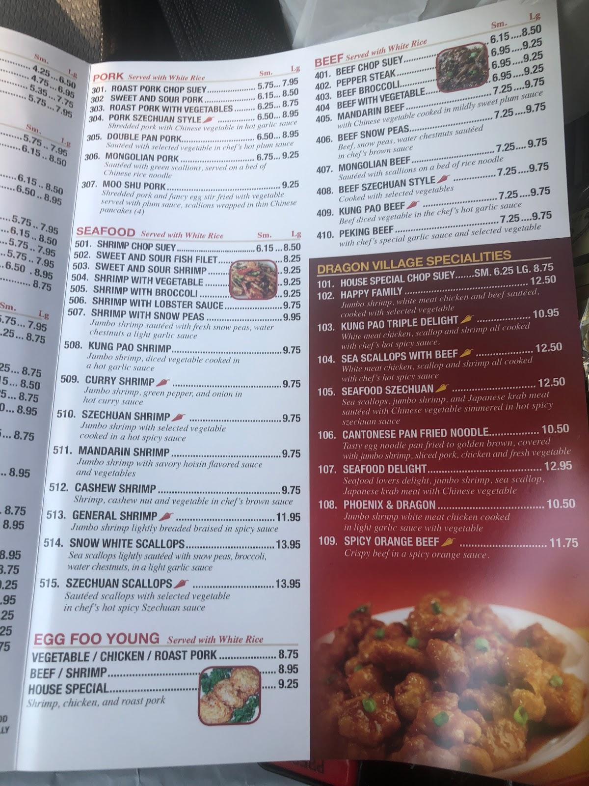 Menu at Dragon Village Asian Café restaurant, Lauderhill