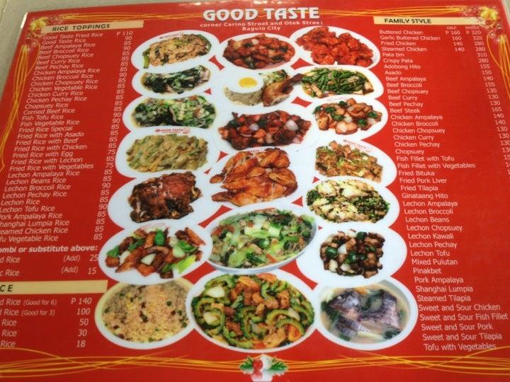Menu at GOODTASTE RESTAURANT, Baguio, Otek St