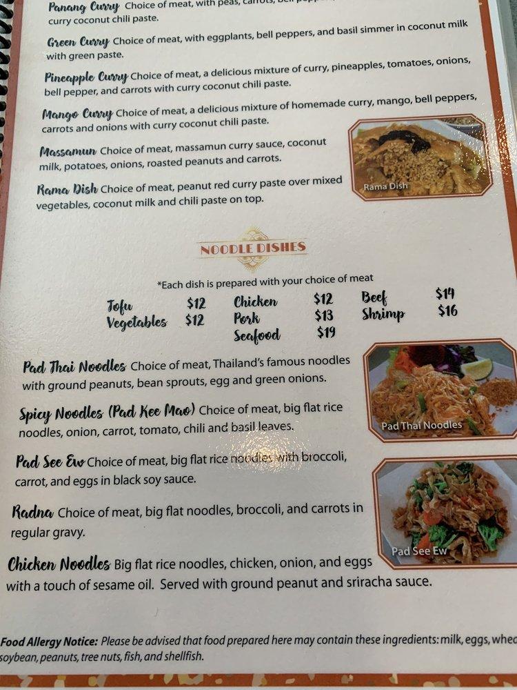 Menu at Imperial Palace Thai Cuisine restaurant, Hiram