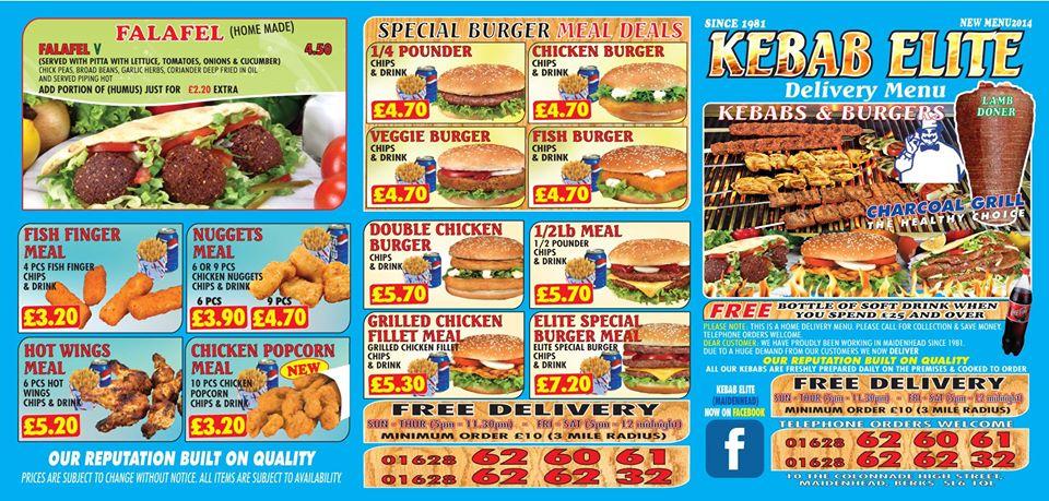 Menu at Kebab Elite fast food, Maidenhead