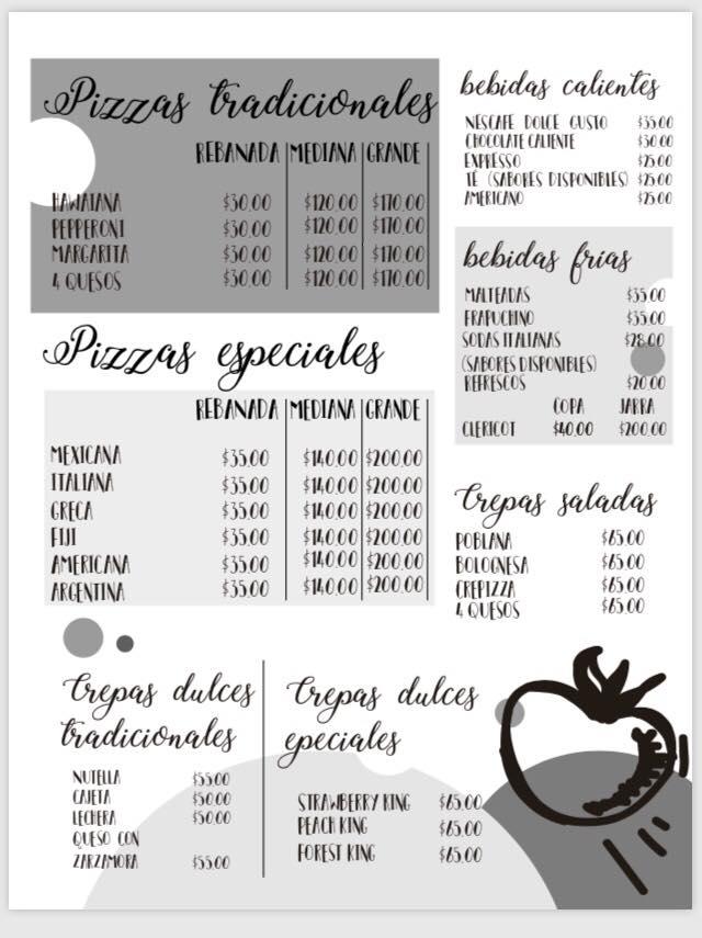 Menu at La VERA Pizza pizzeria, Mexico City
