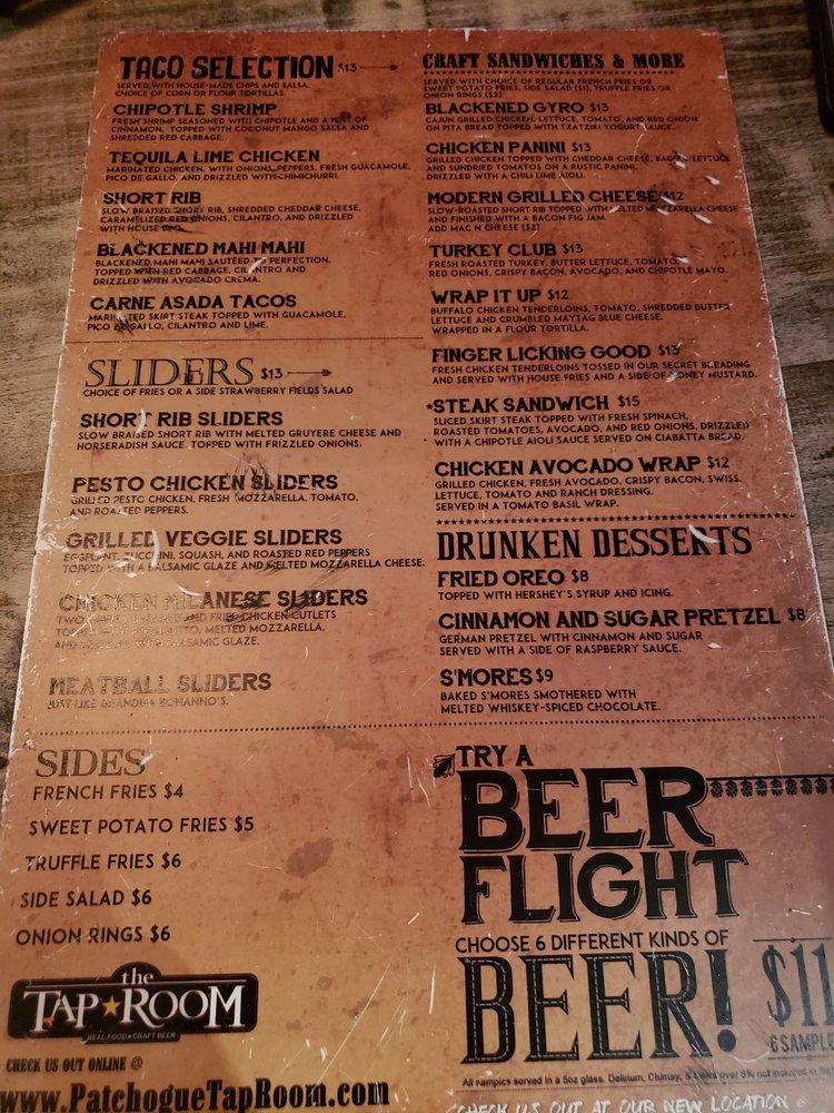 Menu at Tap Room pub & bar, Patchogue