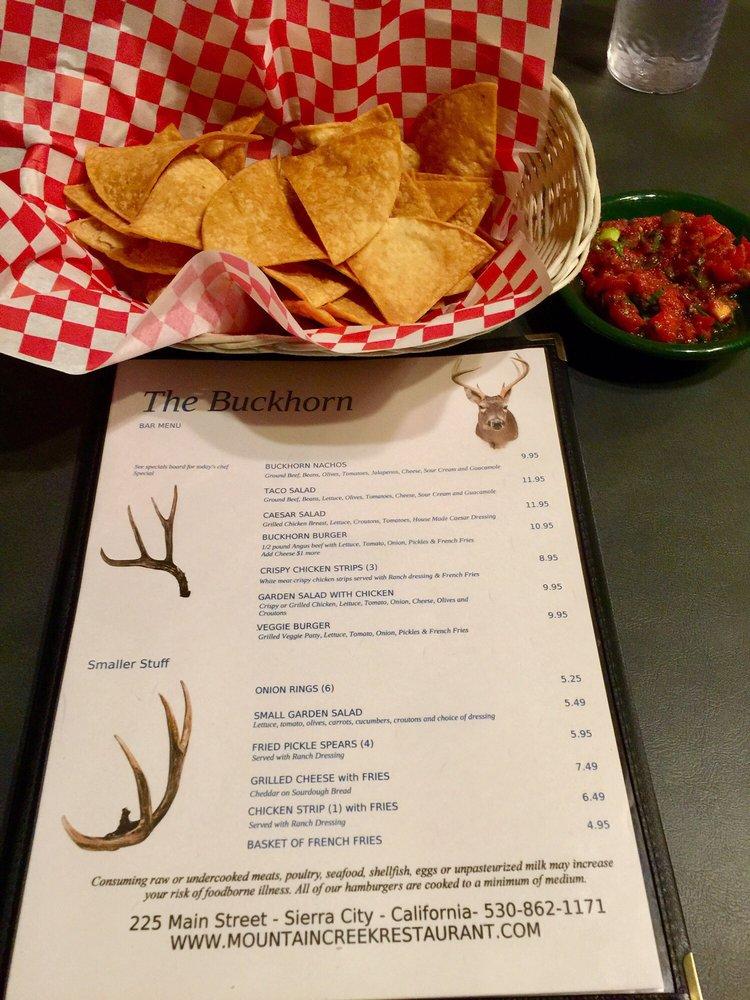 Menu at The Buckhorn Bar and Mountain Creek Restaurant, Sierra City
