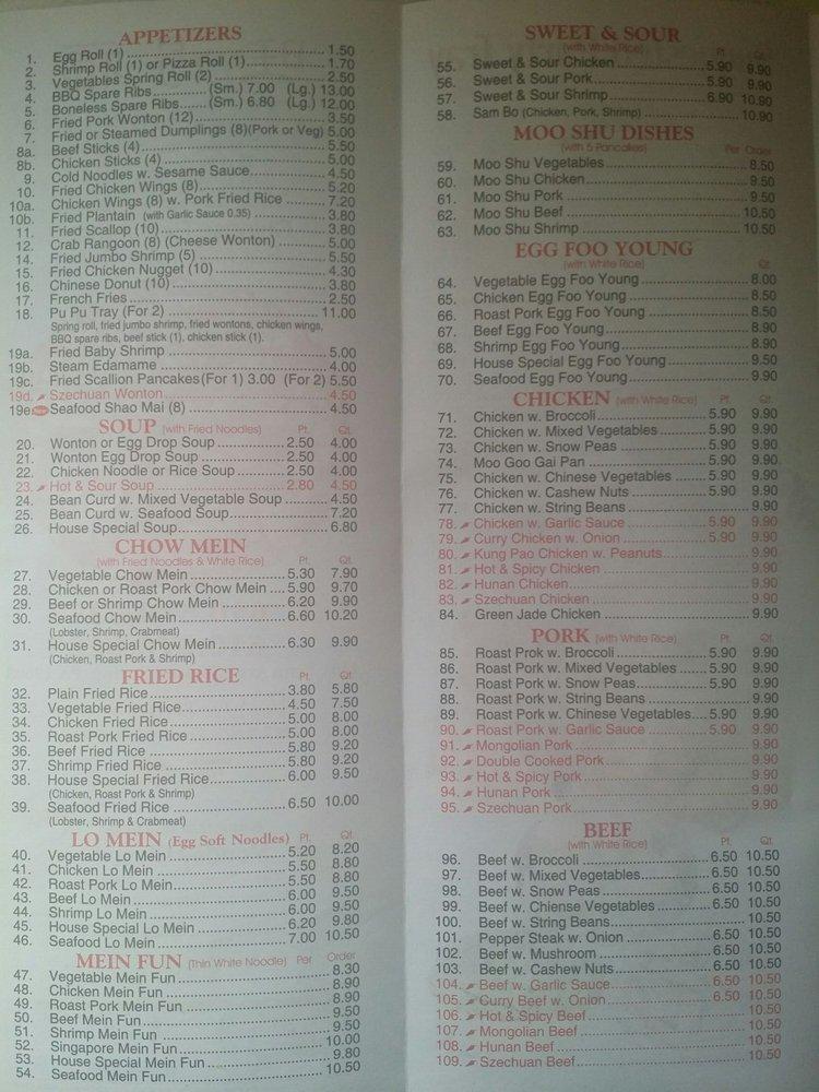 Menu at Wonderful house Chinese and sushi restaurant, Sinking Spring