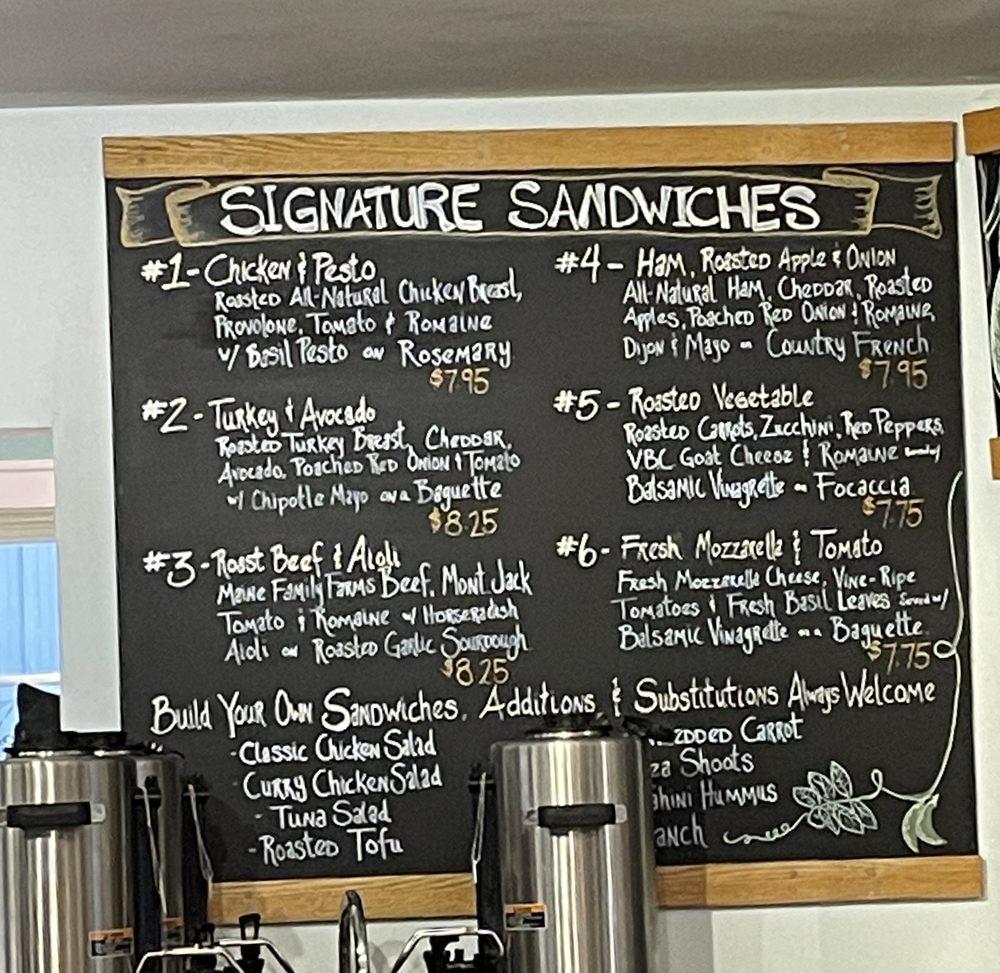 Carta del café Beach Pea Baking Co, Kittery