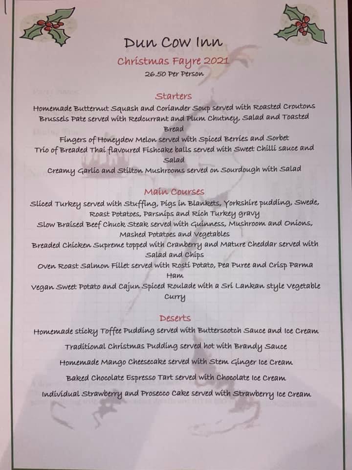 Menu at Dun Cow Inn pub & bar, Stockton-on-Tees, 43 Front St