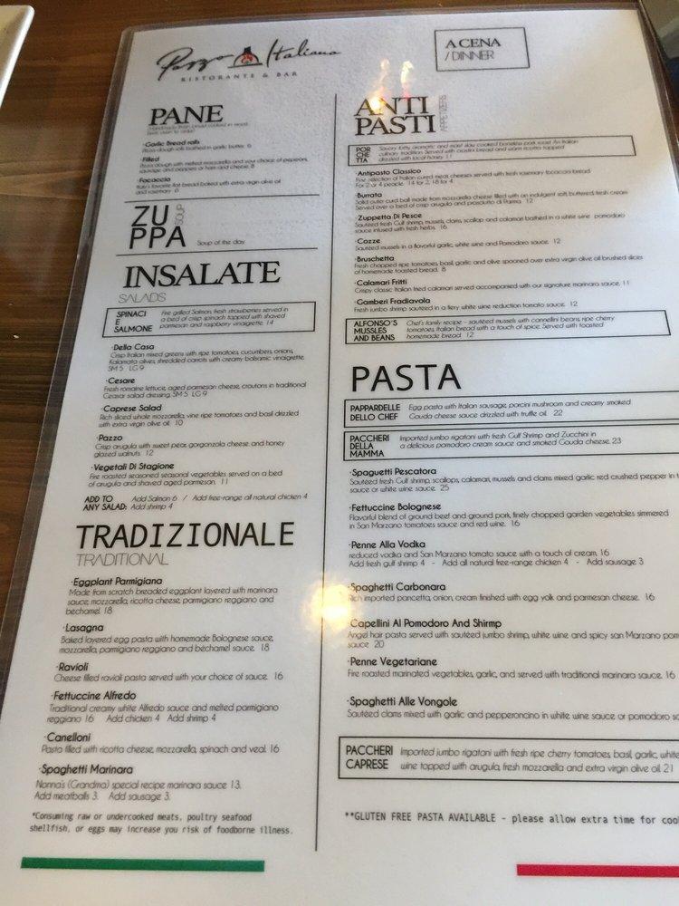 Menu at Pazzo Italiano Destin pub & bar, Destin